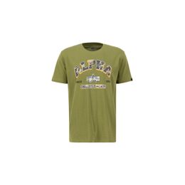 T-Shirt Alpha Industries "Alpha Industries Men - T-Shirts College Camo T" Gr. L, grün (moss grün), Herren, Shell: 100% Cotton, Shirts