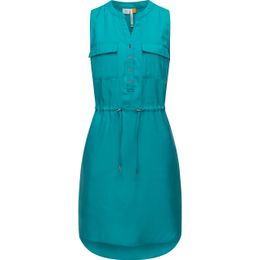 Blusenkleid Ragwear "Roissin" Gr. L (40), Normalgrößen, blau (dunkelpetrol) Damen Kleider stylisches Sommerkleid mit Bindeband