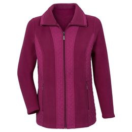 Fleecejacke Casual Looks, Damen, Gr. 42, pink (fuchsia), 100% Polyester, unifarben, figurumspielend, Langarm, Jacken