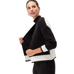 Strickjacke Zero "Zero Grobstrick kurz" Gr. L, schwarz (patch blackcream) Damen Strickjacken Plainohne Details