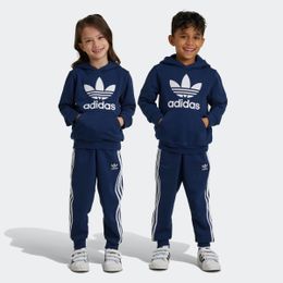 Trainingsanzug adidas originals "HOODIE SET" Gr. 116, blau (night indigo) Kinder Sportanzüge