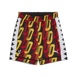 Shorts Puma "Scoot All Jaws Basketballshorts mit Allover-Print Herren" Gr. L, Normalgrößen, schwarz (black aop) Herren Hosen