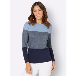 Rundhalspullover "Rundhals-Pullover" Gr. 38, blau (eisblau, marine, gemustert) Damen Pullover