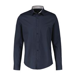 Langarmhemd Lerros "Lerros Poplinhemd, Kentkragen" Gr. 5XL, extraweit, blau (classic navy) Herren Hemden