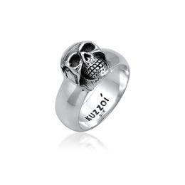 Siegelring Kuzzoi "Herren Totenkopf 925er Silber" Fingerringe Gr. 66mm, Silber 925 (Sterlingsilber), 8mm, silberfarben (silber) Herren Ringe