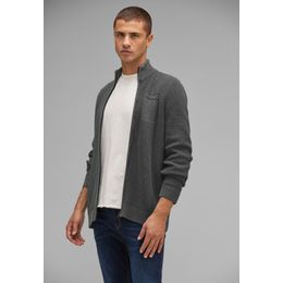 Cardigan Street One MEN Gr. L (52), grau (light iron grey) Herren Strickjacken mit Stehkragen