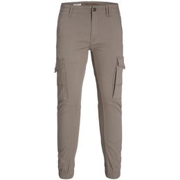 Jack & Jones Cargohose JACK & JONES JUNIOR "JPSTPAUL JJFLAKE AKM 542" Gr. 128, N-Gr, braun (falcon), Jungen, Web, Obermaterial: 98% Baumwolle, 2% Elasthan, unifarben, Hosen