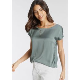 Shirtbluse Laura Scott Gr. 36, grau (graugrün), Damen, Web, Jersey, Obermaterial: 100% Polyester. Rückenteil: 95% Viskose, 5% Elasthan, Blusen, aus Satin und Jersey