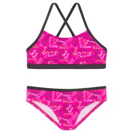 Bustier-Bikini Bench. Gr. 158/164, N-Gr, pink (pink, bedruckt) Kinder Bikini-Sets mit buntem Logodruck