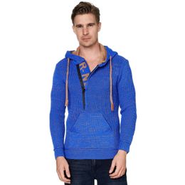 Kapuzensweatshirt Rusty Neal, Herren, Gr. L, blau (blau, braun), 70% Polyacryl, 30% Baumwolle, mehrfarbig, casual, normal, ohne Ausschnitt, Sweatshirts, mit stylischem Ausschnitt