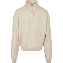 Sweatjacke Urban Classics "Urban Classics Herren Organic Drawstring Troyer" Gr. M, beige (softseagrass) Herren Sweatjacken