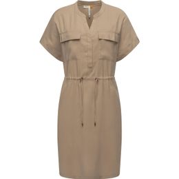 Blusenkleid Ragwear "Roisa" Gr. L (40), Normalgrößen, braun (latte macchiato) Damen Kleider stylisches Sommerkleid mit Bindeband