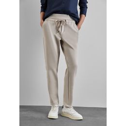 Stoffhose Street One, Damen, Gr. 42, Länge 30, beige (stone beige), Stoff, 92% Polyester, 8% Elasthan, unifarben, casual, loose fit normal, Hosen, mit Tunnelzugband