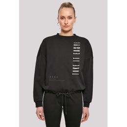 Sweatshirt F4NT4STIC "Take It Easy", Damen, Gr. L, schwarz, Obermaterial: 65% Baumwolle, 35% Polyester, oversize, Rundhals, ohne Bündchen, Sweatshirts, Print