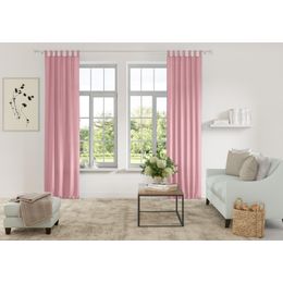 Vorhang Home Affaire "Parry" Gardinen Gr. 225cm, Schlaufen, 140cm, rosa (rosé) 2-er Set, blickdicht, monochrom, basic