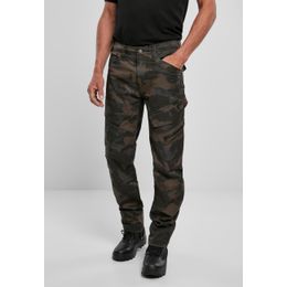 Cargohose Brandit "Brandit Herren Adven Slim Fit Cargo Pants", Herren, Gr. L, US-Größen, grün (schwarzcamo), 98% Baumwolle, 2% Elasthan, unifarben, normal, Hosen