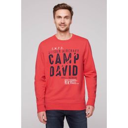 Sweater CAMP DAVID Gr. L, rot (skipper red) Herren Sweatshirts mit Baumwolle