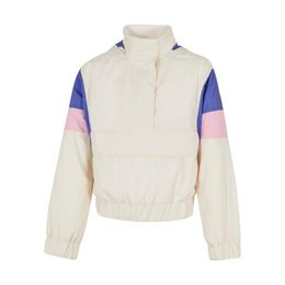 Windbreaker Urban Classics "Urban Classics Damen Girls Light 3-Tone Pull Over Jacket" Gr. 110/116, bunt (whitesand/purpleday/girlypink) Mädchen Jacken