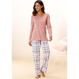 Pyjama Arizona Gr. 32/34, lila (mauve, weiß) Damen Homewear-Sets mit Karo Muster