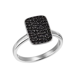 Fingerring Firetti "Schmuck Geschenk Silber 925 Silberring Dog Tag-Optik" Fingerringe Gr. 52, Silber 925 (Sterlingsilber), 2,2 mm, silberfarben (silberfarben, schwarz, schwarz) Damen mit Zirkonia (synth.)