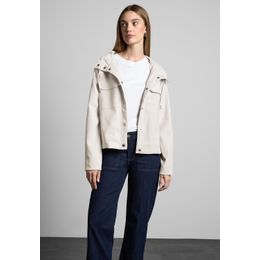 Kurzjacke Street One, Damen, Gr. 40, beige (smooth sand beige), Stoff, 97% Polyester, 3% Elasthan, unifarben, casual, normal kurz, ohne Ausschnitt, Langarm Bündchen, Jacken, in angenehmen Materialmix