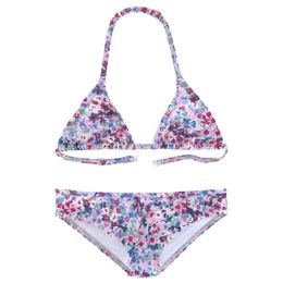 Triangel-Bikini s.Oliver Gr. 158/164, N-Gr, lila (lila-bedruckt) Kinder Bikini-Sets mit sommerlichem Blumendruck