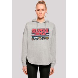 Kapuzenpullover F4NT4STIC "Stranger Things Caricature Logo Netflix TV Series" Gr. L, grau Damen Pullover Premium Qualität