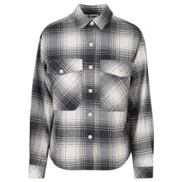 Klassische Bluse Urban Classics "Urban Classics Damen Ladies Oversized Check Shirt" Gr. L, weiß (whitesand/black) Damen Blusen