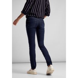 Slim-fit-Jeans Street One Gr. 29, Länge 32, blau (deep indigo washed) Damen Jeans mit Reißverschluss und Taschen