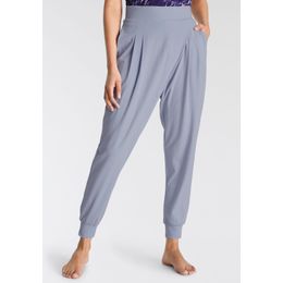 Yogahose FAYN SPORTS "Relax" Gr. 42, N-Gr, lila (helllila), Damen, Single Jersey, Obermaterial: 64% Lyocell (TENCEL), 28% Baumwolle, 8% Elasthan, unifarben, Hosen, in asymmetrischer Optik