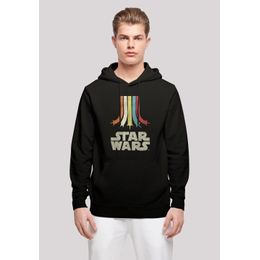 Kapuzenpullover F4NT4STIC "Star Wars Retro Rainbow Regenbogen", Herren, Gr. XL, schwarz, Obermaterial: 50% Baumwolle, 50% Polyester, relaxed fit, Pullover, Print