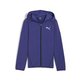 Sweatjacke Puma "ACTIVE SPORTS Kapuzenjacke Jungen" Gr. 116, blau (lapis lazuli blau), Kinder, Obermaterial: 67% Baumwolle, 7% Elasthan, 26% Polyester; Kapuzenfutter: 100% Baumwolle, Sweatjacken