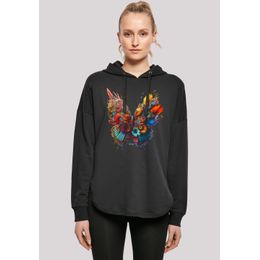 Kapuzenpullover F4NT4STIC "Schmetterling Blumen Oversize Hoodie" Gr. L, schwarz Damen Pullover Print