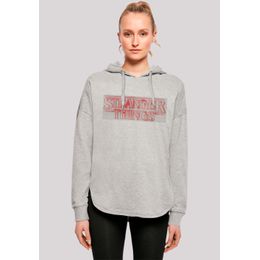 Kapuzenpullover F4NT4STIC "Stranger Things Glow Logo Netflix TV Series" Gr. L, grau Damen Pullover Premium Qualität