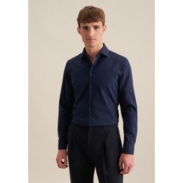 Businesshemd Seidensticker "Slim", Herren, Gr. XS (36), normale Ärmellängen, blau (dunkelblau), 100% Baumwolle, unifarben, slim fit, Langarm 2-Knopf-Manschette, Hemden, Slim Langarm Kentkragen Uni