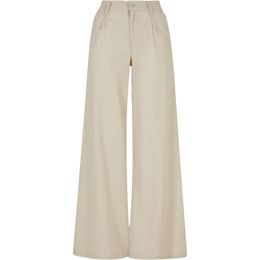 Stoffhose Urban Classics "Urban Classics Damen Ladies High Linen Mixed Wide Leg Pants", Damen, Gr. 27, Normalgrößen, beige (softseagrass), 55% Leinen, 45% Baumwolle, unifarben, loose fit, Hosen