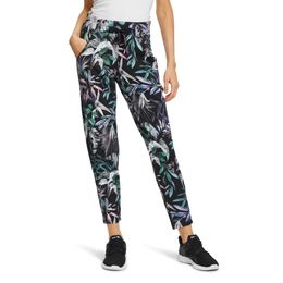 Jogginghose Betty Barclay "Betty Barclay Joggingpant mit elastischem Bund" Gr. S, US-Größen, schwarz (schwarz, pink), Damen, Sweatware, Obermaterial: 67% Viskose (aus Bambus Zellstoff), 27% Baumwolle, 6% Elasthan., Hosen, Bunddetail