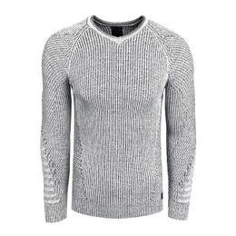 Strickpullover Rusty Neal, Herren, Gr. 4XL, grau (hellgrau), 70% Polyacryl, 30% Baumwolle, unifarben, mehrfarbig, casual, normal, V-Ausschnitt, Pullover, mit ausgefallenem Strickmuster