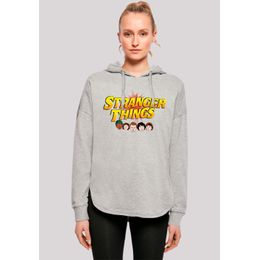 Kapuzenpullover F4NT4STIC "Stranger Things Comic Heads Netflix TV Series" Gr. L, grau Damen Pullover Premium Qualität