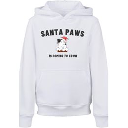 Kapuzenpullover F4NT4STIC "Santa Paws Christmas Cat" Gr. 110/116, weiß, Mädchen, Obermaterial: 65% Baumwolle, 35% Polyester, Pullover Hoodie, Premium Qualität, Rock-Musik, Band