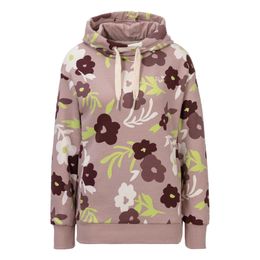 Kapuzensweatshirt Ragwear "YODIS PRINT" Gr. M (38), rosa (antique rose) Damen Sweatshirts floraler Allover Print