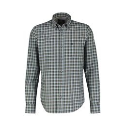 Karohemd Lerros "Lerros Kariertes Herrenhemd mit Button-down-Kragen" Gr. L, Normalgrößen, blau (frosted blue) Herren Hemden