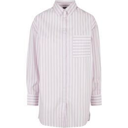 Klassische Bluse Urban Classics "Urban Classics Damen Ladies Oversized Stripe Shirt" Gr. 4XL, lila (white, lilac) Damen Blusen