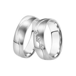 Trauring DOOSTI "Schmuck Geschenk Edelstahl Ehering Partnerring LIEBE" Fingerringe Gr. 52, mit Zirkonia, Edelstahl, 6mm, silberfarben (edelstahlfarben, kristallweiß) Made in Germany - wahlweise mit oder ohne Zirkonia