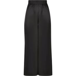 Stoffhose Urban Classics "Urban Classics Damen Ladies Satin Wide Leg Pants", Damen, Gr. L, US-Größen, schwarz, 95% Polyester, 5% Elasthan, unifarben, loose fit, Hosen