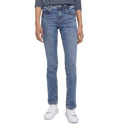 Straight-Jeans Tom Tailor "Alexa Straight" Gr. 31, Länge 34, blau (random bleached blue) Damen Jeans in 5-Pocket-Form