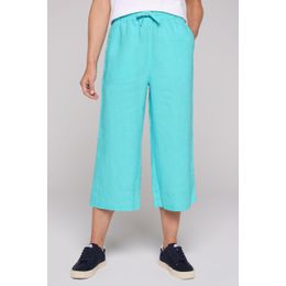 Leinenhose SOCCX Gr. L, Normalgrößen, blau (lagoon blue) Damen Hosen mit verkürztem Bein