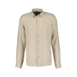 Langarmhemd Lerros "Lerros Lässiges Herren Leinenhemd, Langarm" Gr. L, Normalgrößen, beige (light dune beige) Herren Hemden