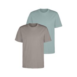 T-Shirt Kangaroos Gr. S (44/46), grün (stein, mint), Herren, Jersey, Obermaterial: 100% Baumwolle, unifarben, Shirts, Freizeitshirt mit Kurzarm, Rundhals aus reine Baumwolle