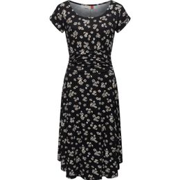 Sommerkleid Ragwear "Ivone" Gr. L (40), Normalgrößen, schwarz Damen Kleider leichtes Jersey-Kleid mit stylischer Raffung